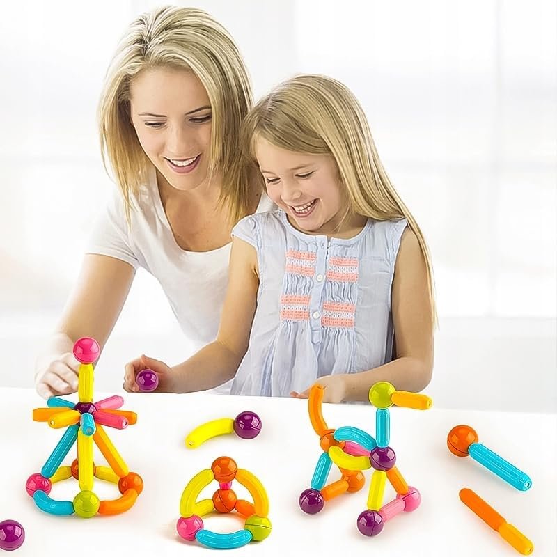 ATAA Juego de construcción Magnético Blocks - 128 Piezas - Varrilas ...